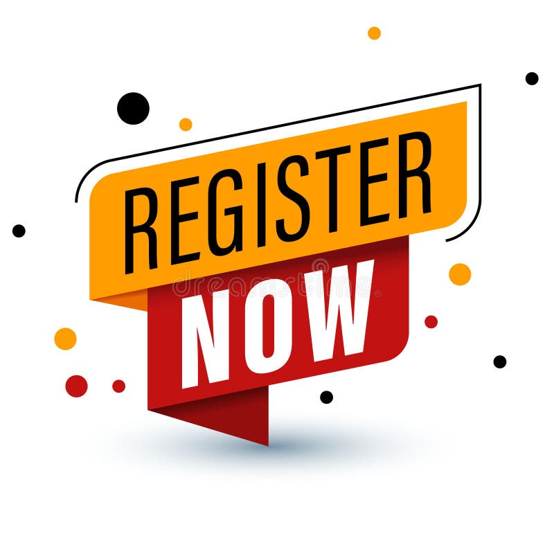 Register Now. Vector Illustration Modern Web Banner with Text Register ...