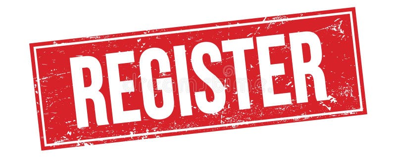 REGISTER Text on Red Grungy Rectangle Stamp Stock Illustration ...