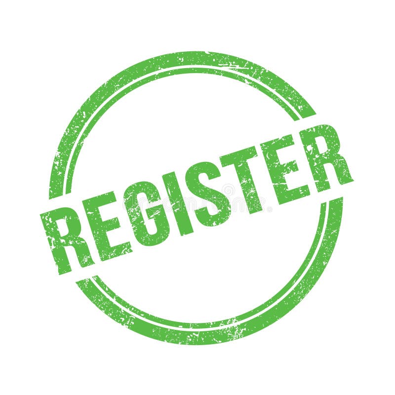 REGISTER Text Written on Green Grungy Round Stamp Stock Illustration ...
