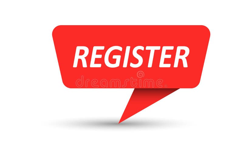 Register. Vector Banner, Pointer, Sticker, Label or Speech Bubble Stock ...