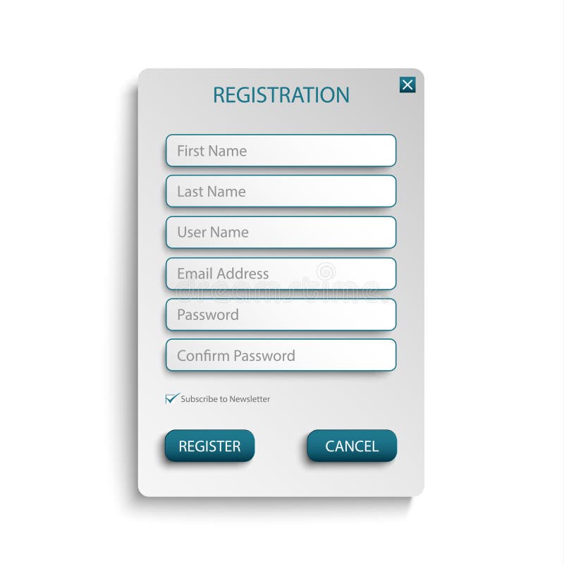 Register Web Screen with Atypical Buttons Template Stock Vector ...