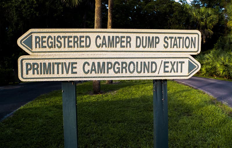 Registered Camper Dump Station and Primitive Campground Sign Stock ...
