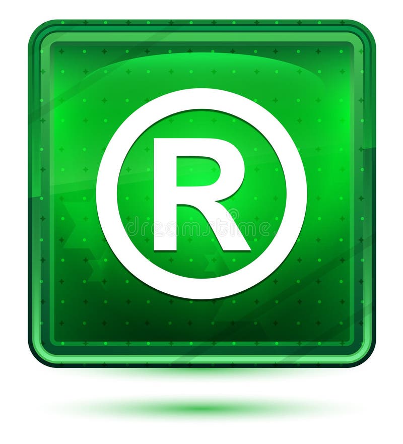 Registered Symbol Icon Neon Light Green Square Button Stock ...