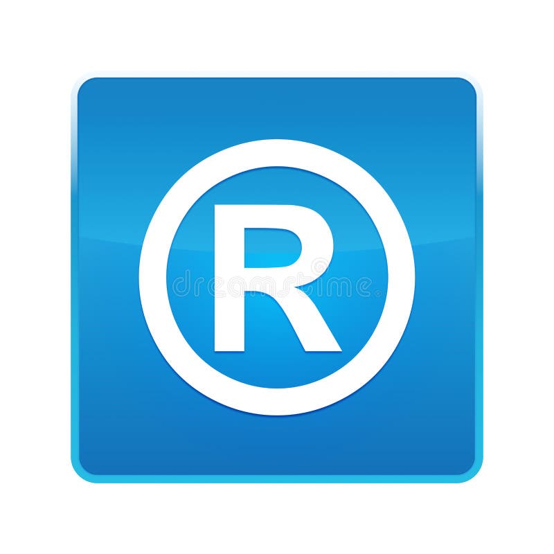 Registered Symbol Icon Shiny Blue Square Button Stock Illustration ...