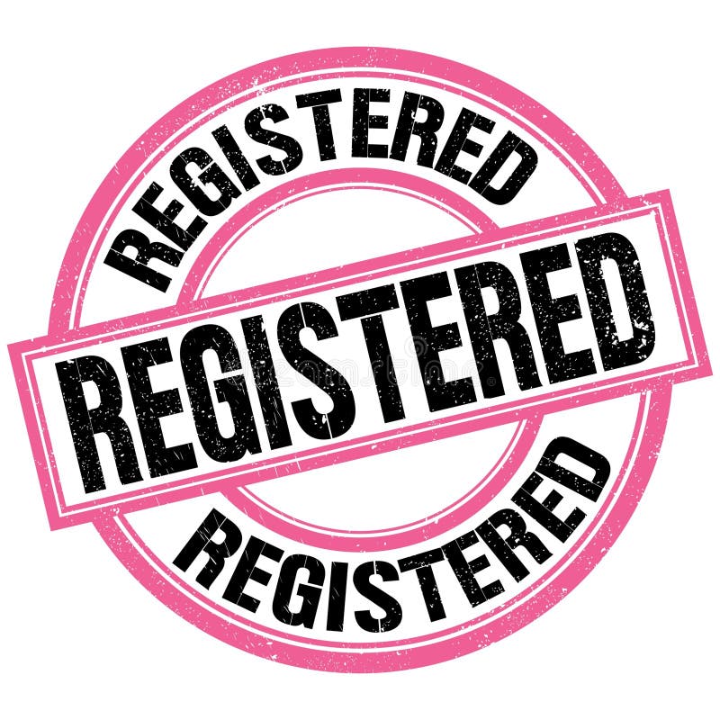 REGISTERED Text on Red Round Stamp Sign Stock Illustration ...