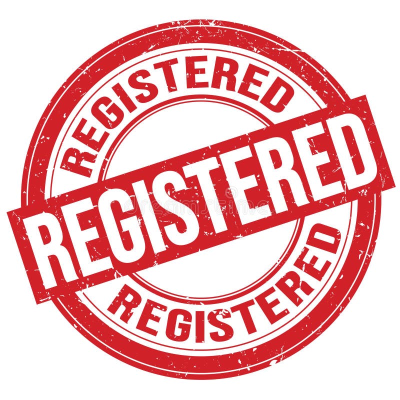 REGISTERED Text Written on Red Round Stamp Sign Stock Illustration ...