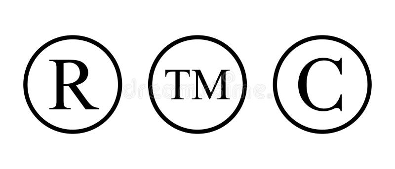 Registered, Trademark, and Copyright Icon Vector in Circle Line Stock ...