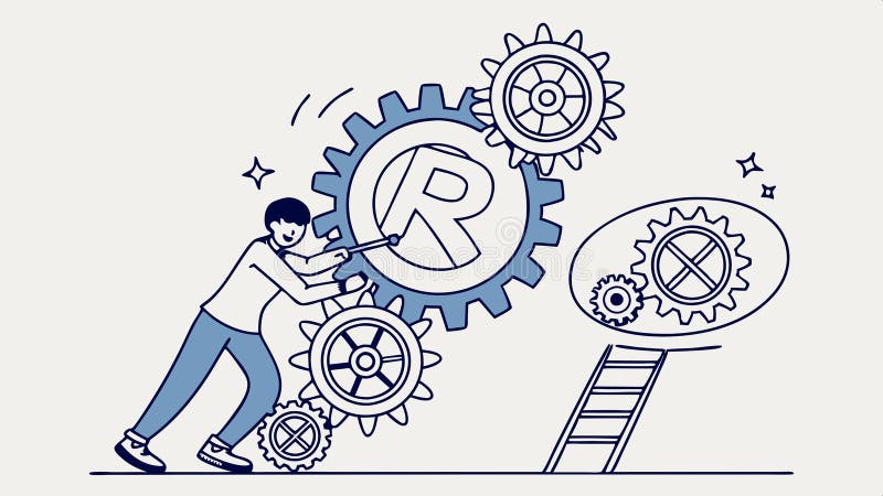 Registered Symbol with Cogwheels, Mechanical Trademark Process Vector ...
