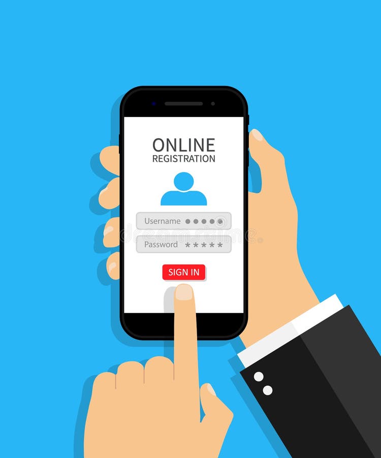 Registration Account with Login and Password in Mobile Screen. Phone in ...