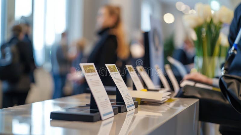 A Registration Desk with Name Tags and Brochures, Representing the ...