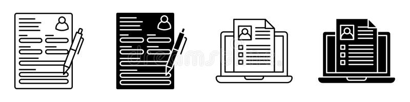 Registration Form Icons Versions Set in Black Flat and Line Style Stock ...