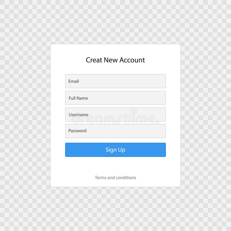 Registration Form Page Template Stock Illustration - Illustration of ...