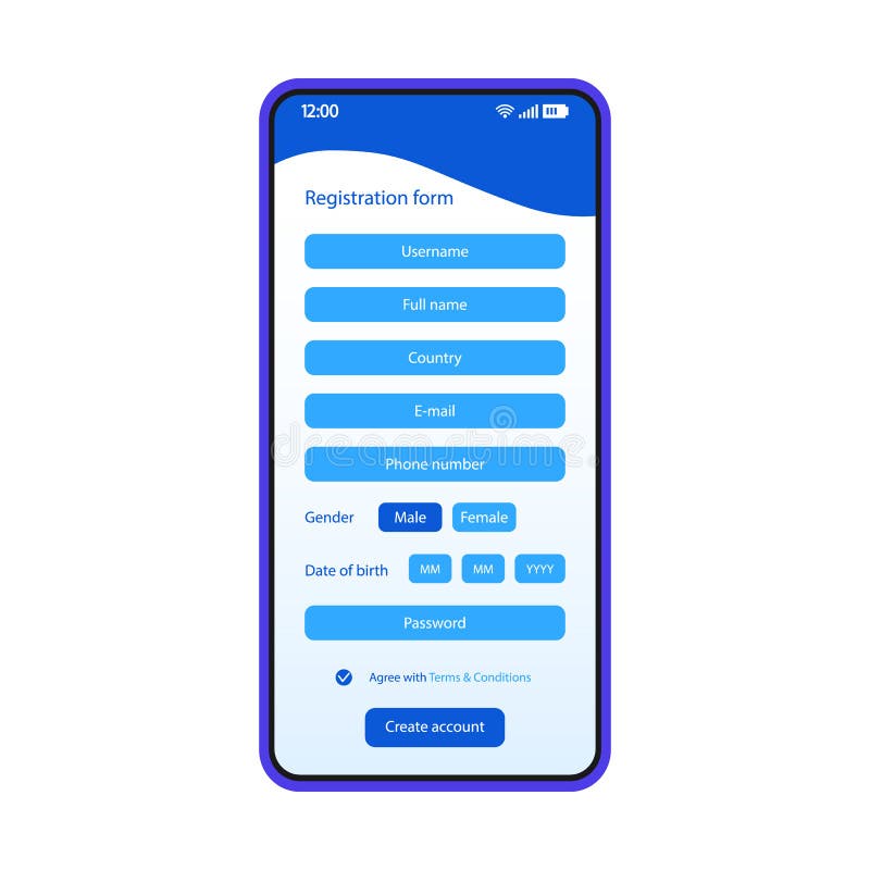 Registration Form Smartphone Interface Vector Template Stock Vector ... Registration Form Smartphone Interface Vector Template Stock Vector ...