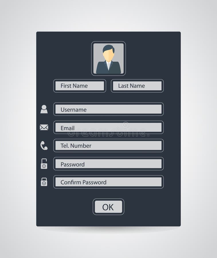 Registration Form Page Template Stock Illustration - Illustration of ...