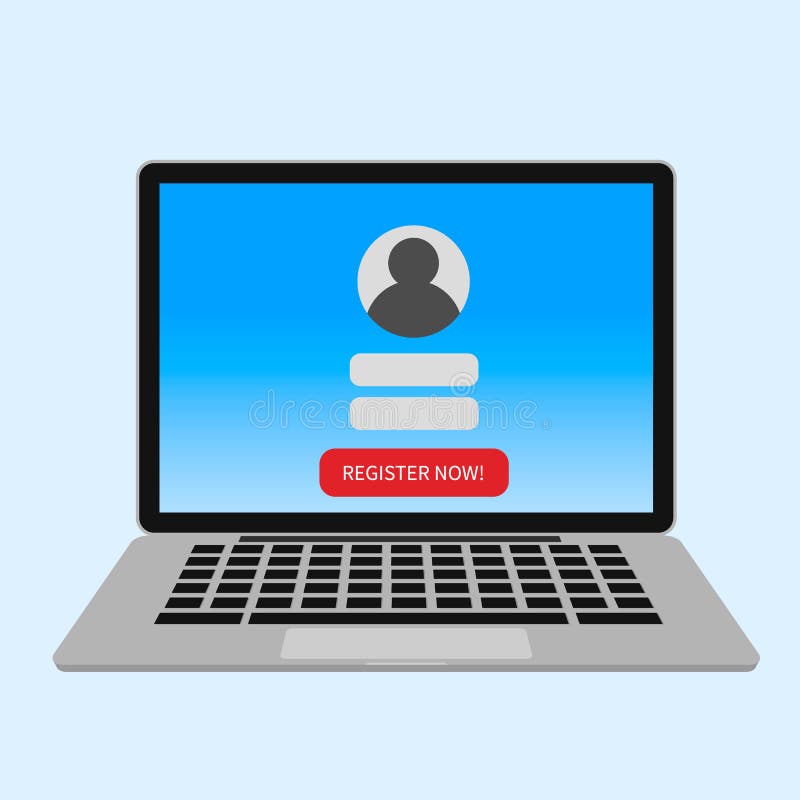 Registration New Account. Sign in Page on Computer Screen. Laptop with ...