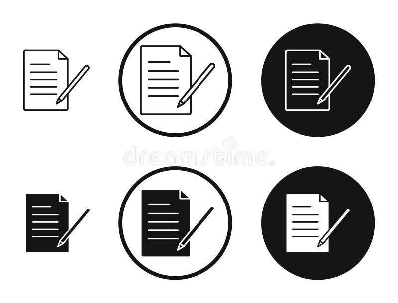 Registration Paper Vector Icon Set in Black and White Outlines Stock ...