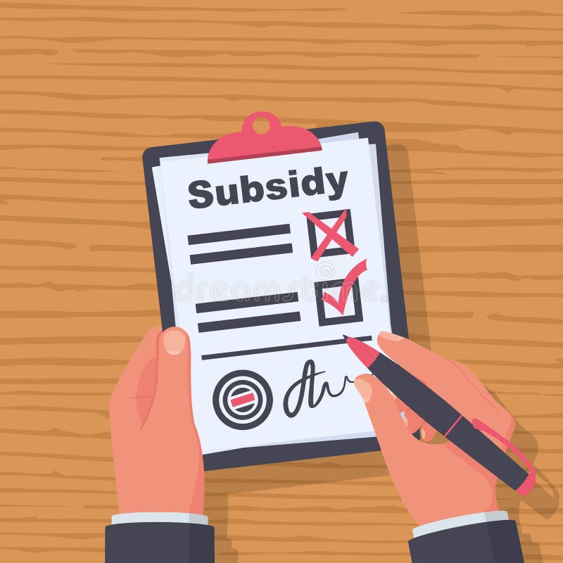 Registration of Subsidies. Man Writes a Document Vector Stock Vector ...