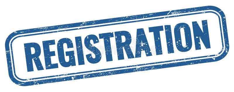 REGISTRATION Text on Blue Grungy Vintage Stamp Stock Image - Image of ...