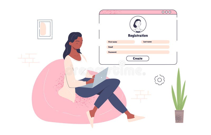 Registration at Website Vector Doodle Stock Vector - Illustration of ...