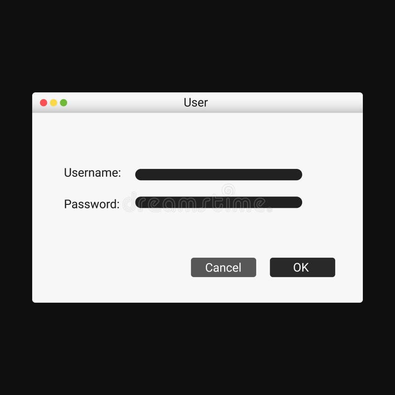 Registration Window in Modern Style with Username and Passwords Fields ...