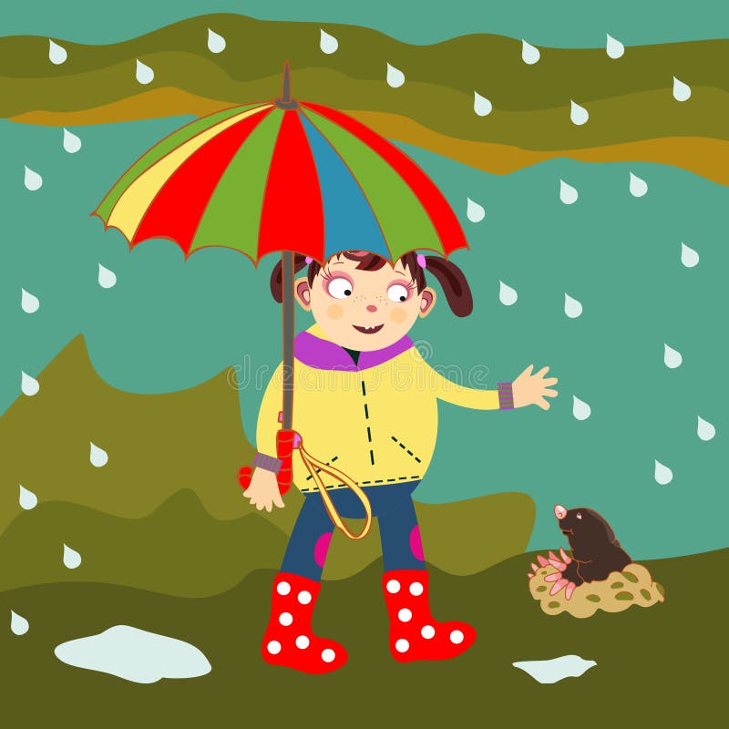 Regnig dag vektor illustrationer. Illustration av droppar - 46622331