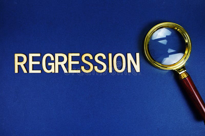 Regression Alphabet Letters Magnifying Glass Navy Blue Background Stock ...