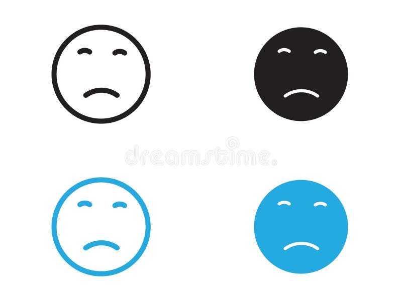 Regret Expression Icon Black and White Vector Outline Sign Stock ...