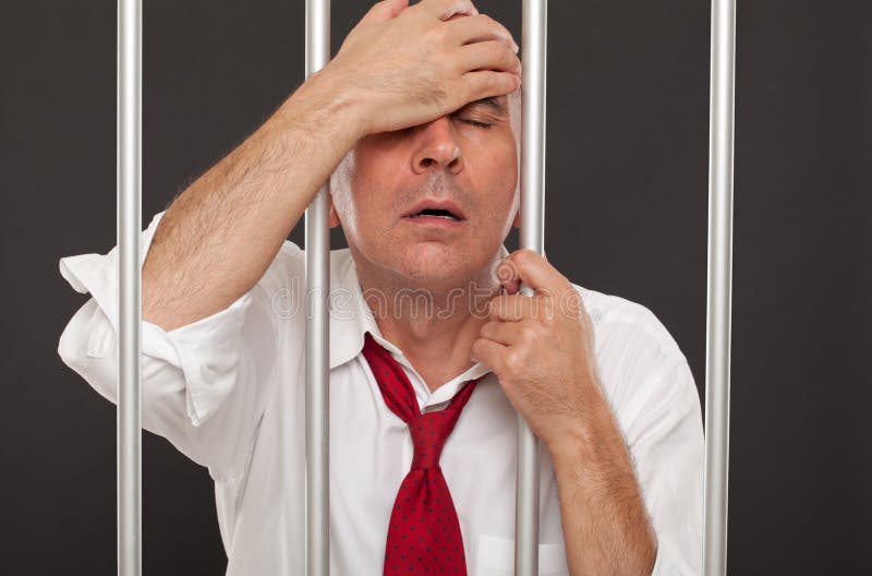 Regretful Businessman in Prison Stock Photo - Image of guilt, asking ...