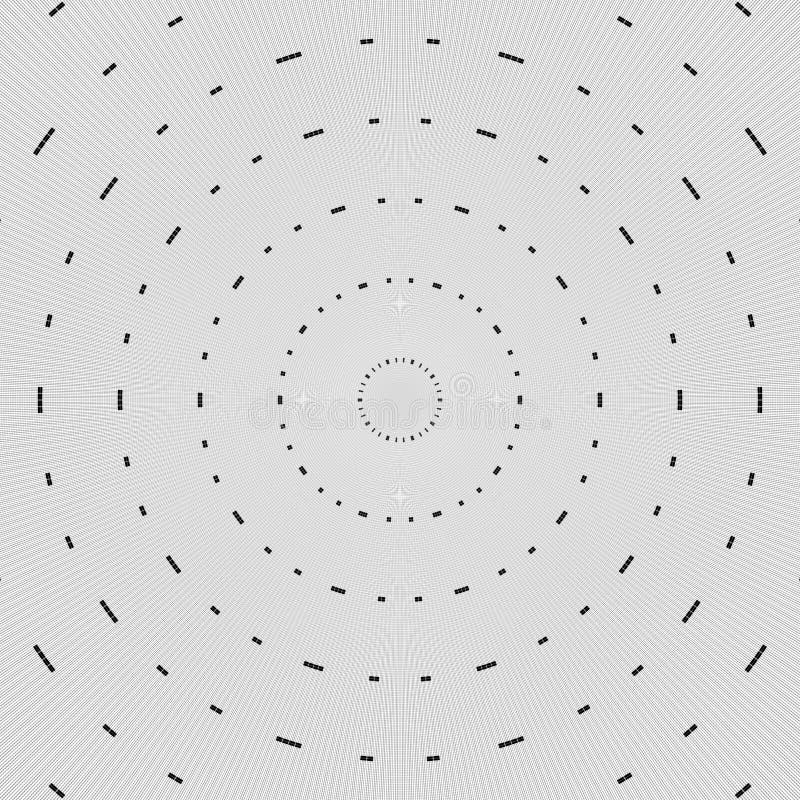 Regular Black and White Curled Pattern Aligned Radially. Halftone Line ...