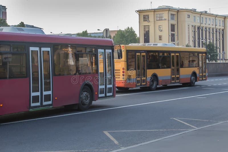 Regular Buses on Station and Drivers in Uniform Stock Photo - Image of ...