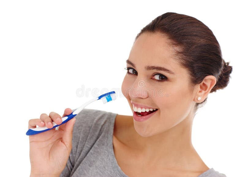 Regular Cleaning for Strong Teeth and Gums. a Young Woman Brushing Her ...