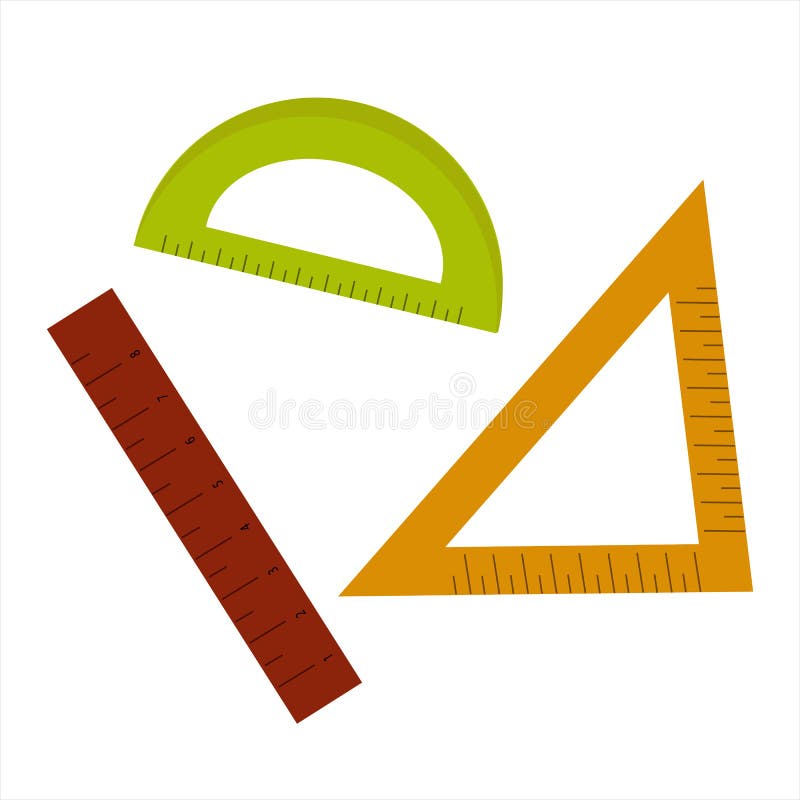 Two Colored Rulers and Yellow Scissors Stock Illustration ...