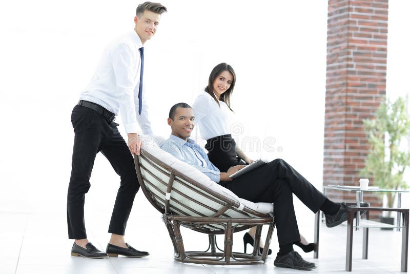 Regular Customer and Employees in a Modern Office Stock Image - Image ...