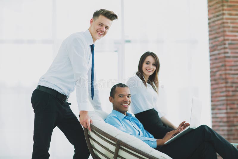 Regular Customer and Employees in a Modern Office Stock Image - Image ...