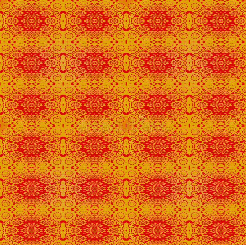 Regular Floral Pattern Gold Red Stock Illustration - Illustration of ...