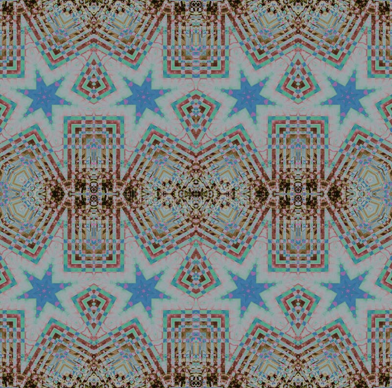 Regular Intricate Star Pattern Light Blue Pink Brown Turquoise ...