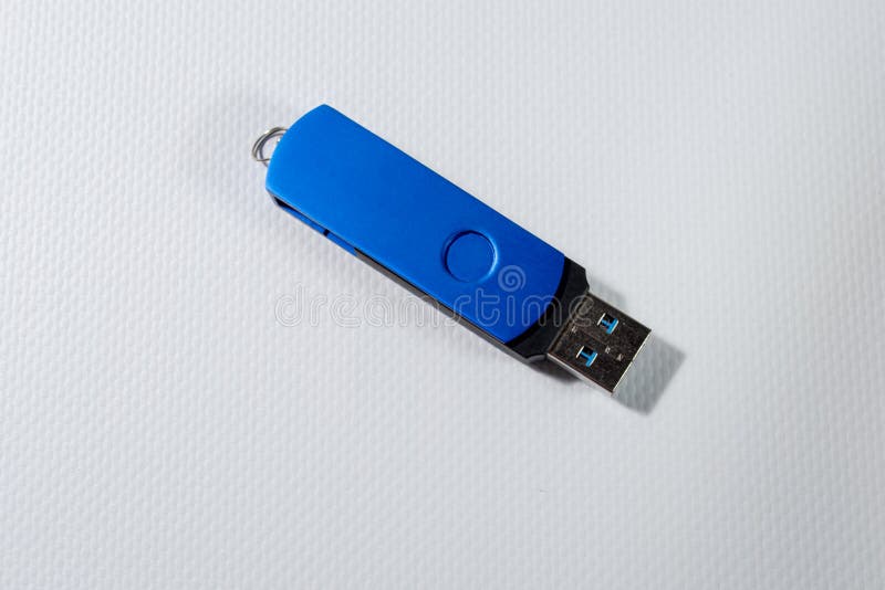 Bright Blue USB Drive Isolated on White Background Stock Photo - Image ...