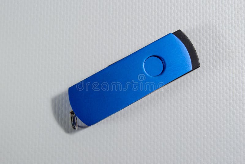 Bright Blue USB Drive Isolated on White Background Stock Image - Image ...