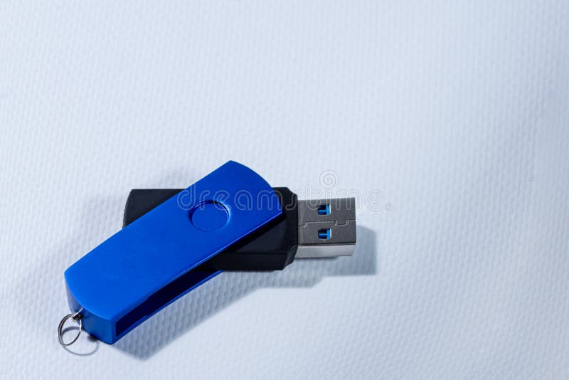 Bright Blue USB Drive Isolated on White Background Stock Image - Image ...