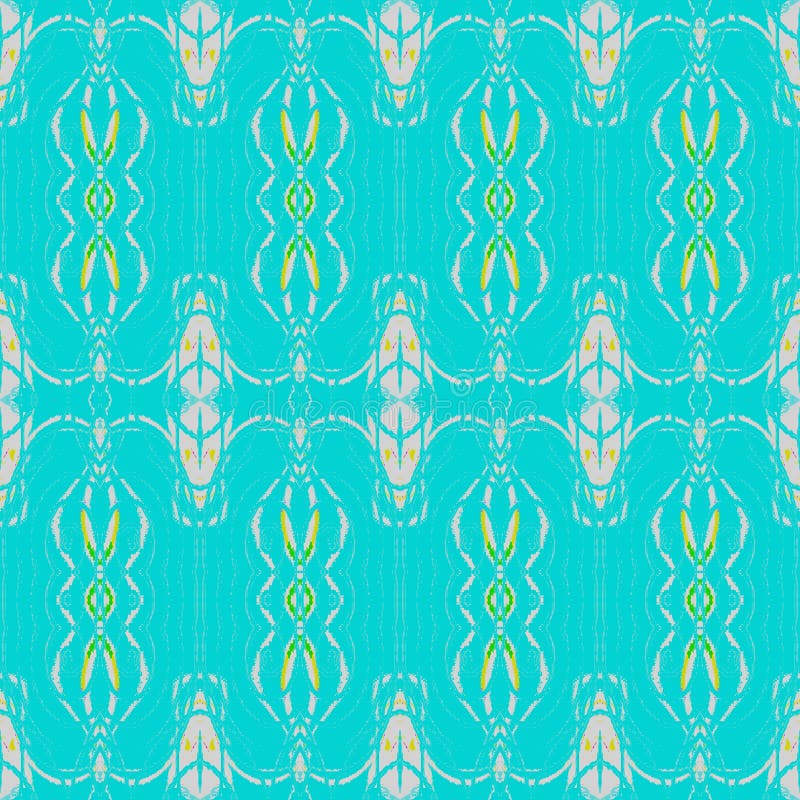 Regular Ornamental Pattern Turquoise Off-white and Yellow Stock ...