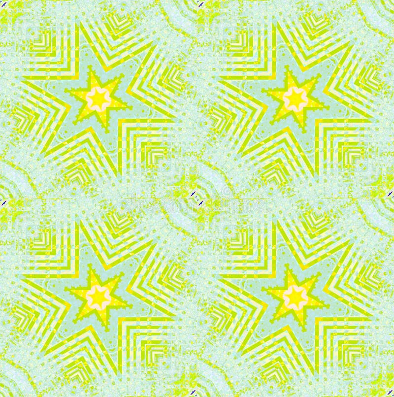Regular Ornate Star Pattern Yellow Lemon Lime Green Aquamarine Stock ...