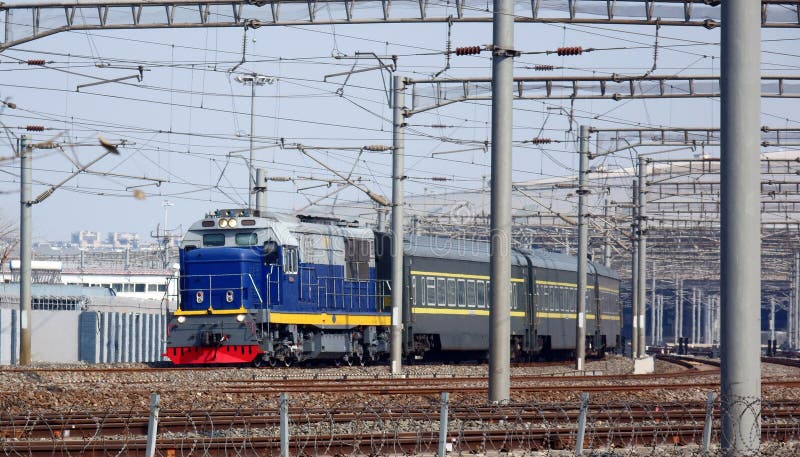 A Regular Passenger Train Pulled Out of the Station.. Stock Photo ...