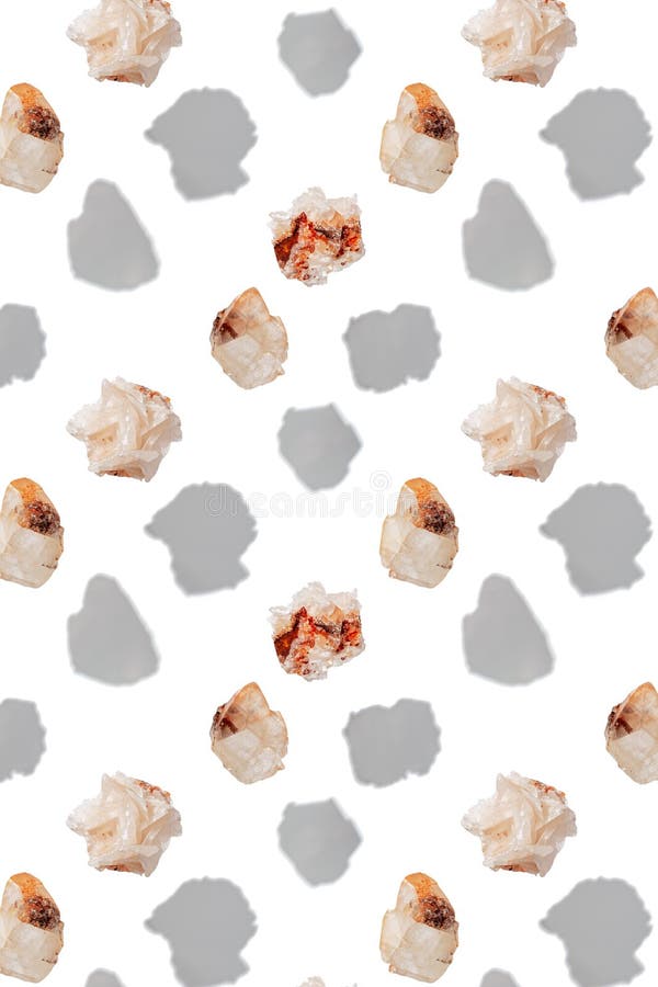 Regular Pattern with Beautiful Stone Calcite Mineral Isolated. Natural ...