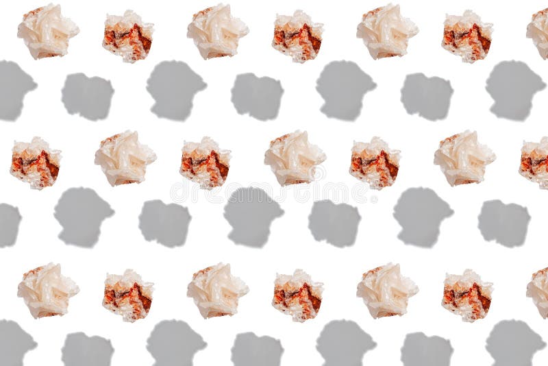 Regular Pattern with Stone Calcite Mineral Isolated on White. Natural ...