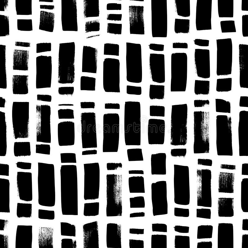 Regular Rectangle Brush Strokes Vector Seamless Pattern. Hand Drawn ...