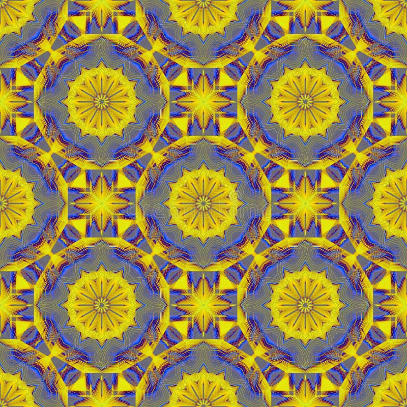 Regular Seamless Round Star Pattern Yellow Gray Purple and Blue Stock ...