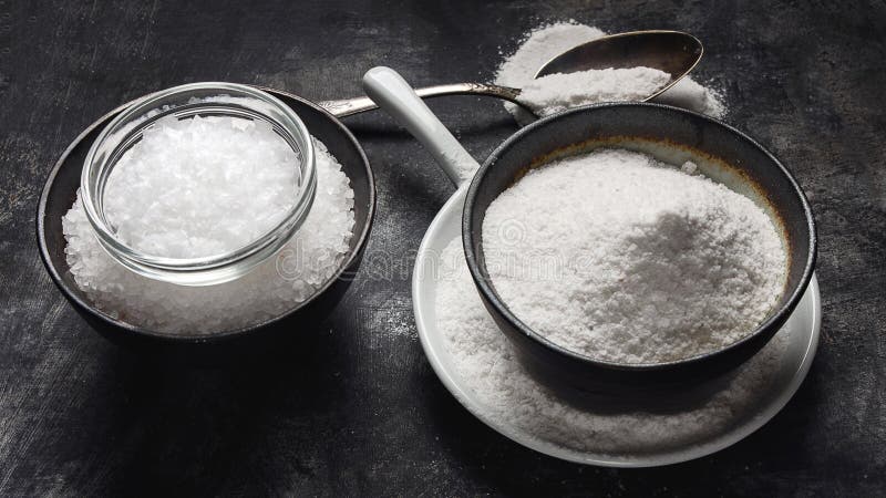 Regular Table Salt and Sea Salt Stock Image - Image of ingredient ...
