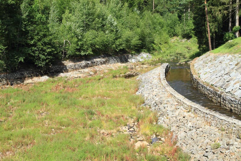 Regulated river basin stock photo. Image of water, stones - 15312810