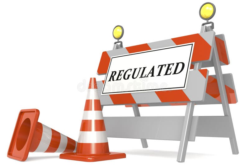 Regulated Sign on Barricade and Traffic Cones Stock Illustration ...