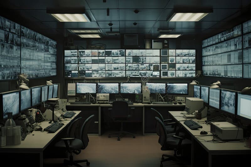 Regulation of Safety Inside a CCTV Room Shows Many Monitors Stock ...